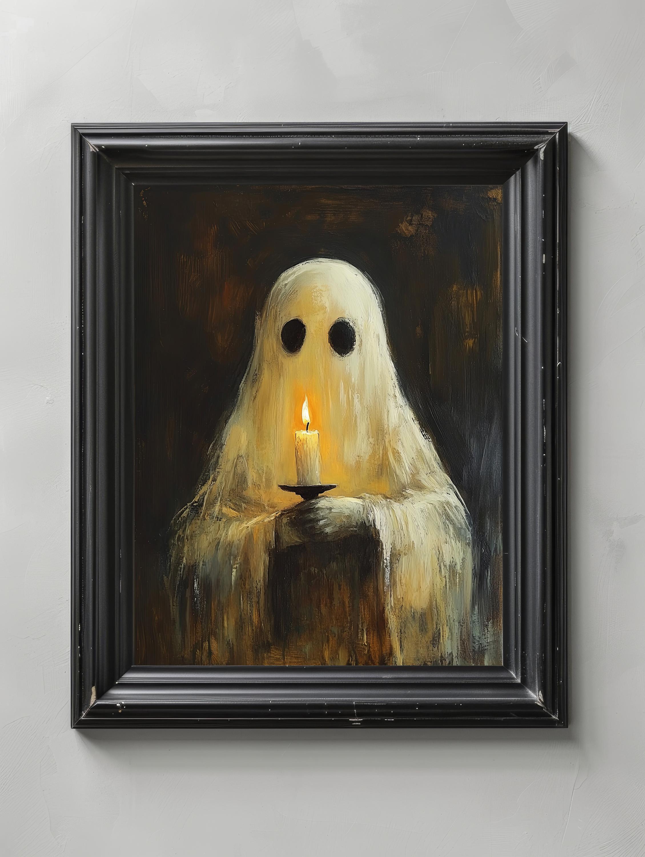 Halloween Ghost Painted Ghost Wall Art Vintage Oil Painting Gothic Dark ...