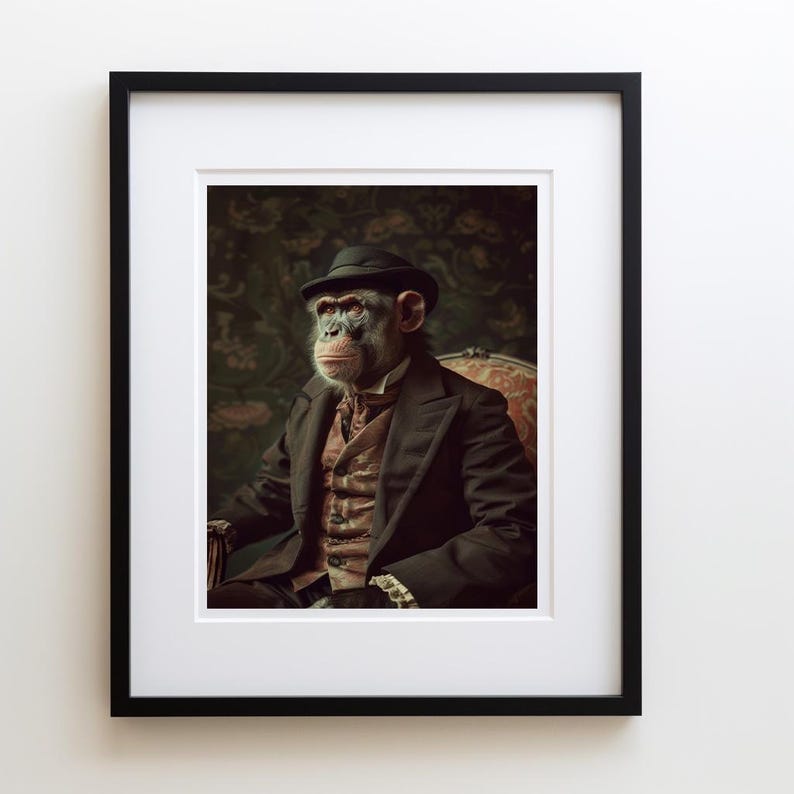 Victorian Monkey Wall Art, Dark Academia, Vintage Photography, Animal ...