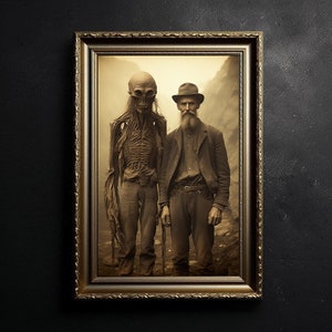 Vintage Alien Art, Dark Academia Cowboy, Wild West, Vintage, Dark Art ...