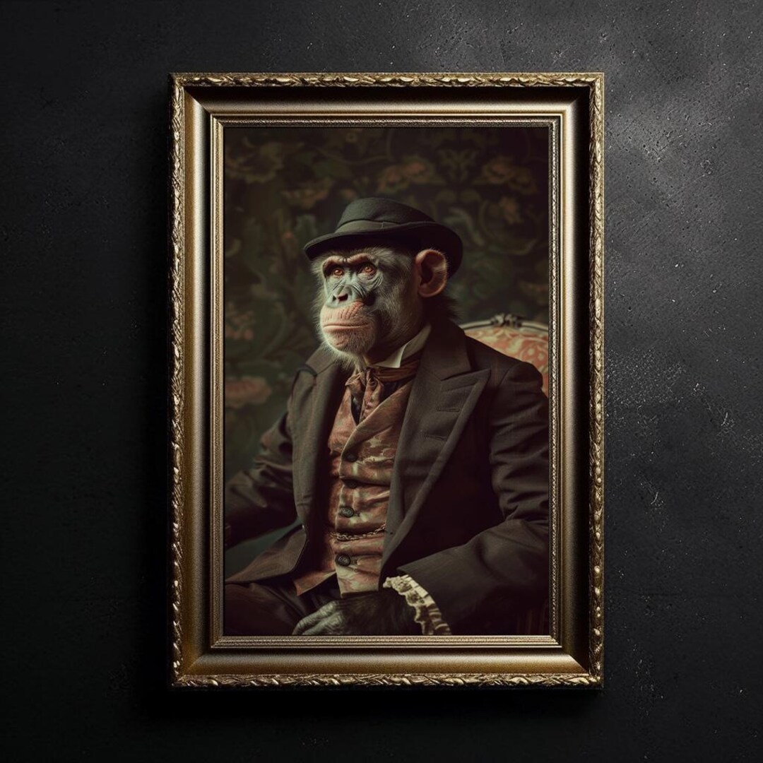 Victorian Monkey Wall Art, Dark Academia, Vintage Photography, Animal ...