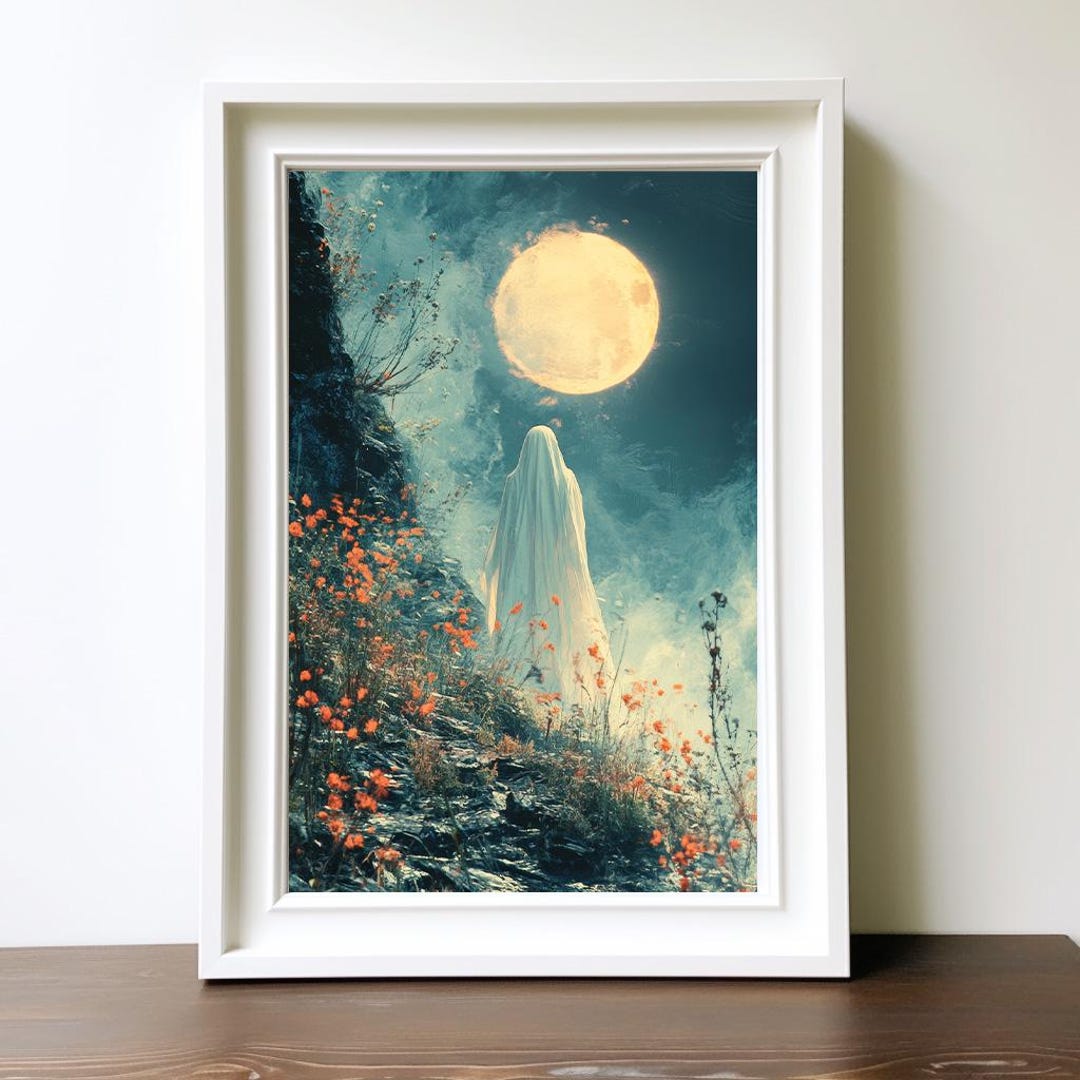 PRINTABLE Wildflower Mountain Ghost Painted Ghost Wall Art Halloween ...