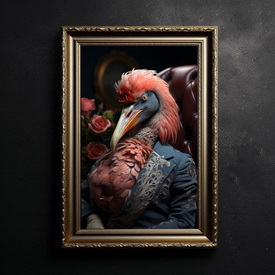 PRINTABLE Gothic Bird Animal Art, Victorian Portrait, Vintage Style ...