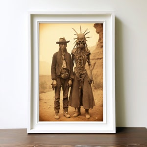 Vintage Alien Art, Dark Academia Cowboy, Wild West, Vintage, Dark Art ...