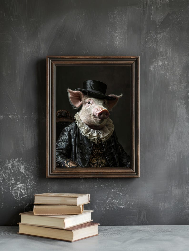 Victorian Pig Wall Art, Dark Academia, Vintage Photography, Animal Art ...