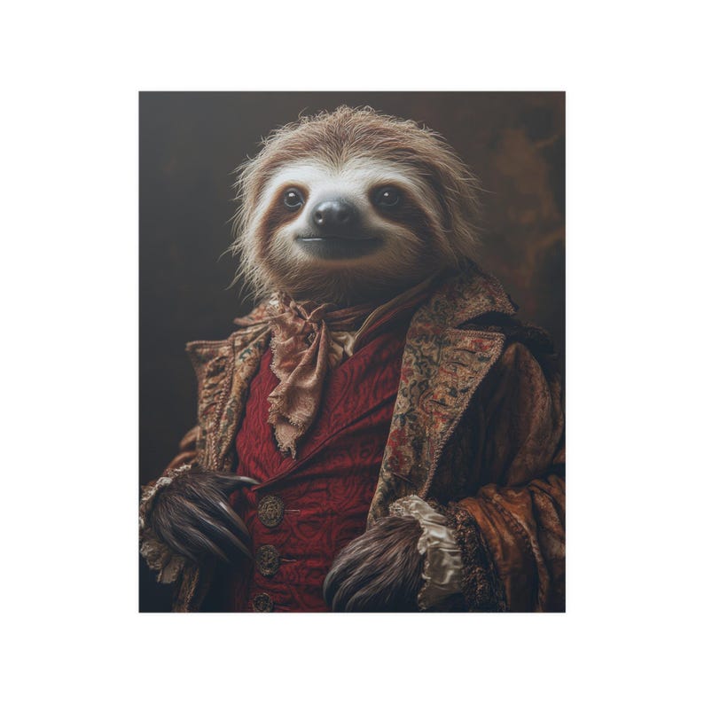 Dark Academia Sloth Victorian Vintage Photography Animal Art, Gothic Sloth Vintage Poster, Art ...