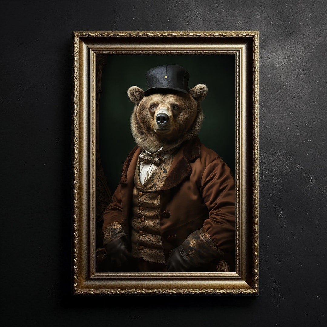 PRINTABLE Victorian Bear Dark Academia Vintage Photography Animal Art ...