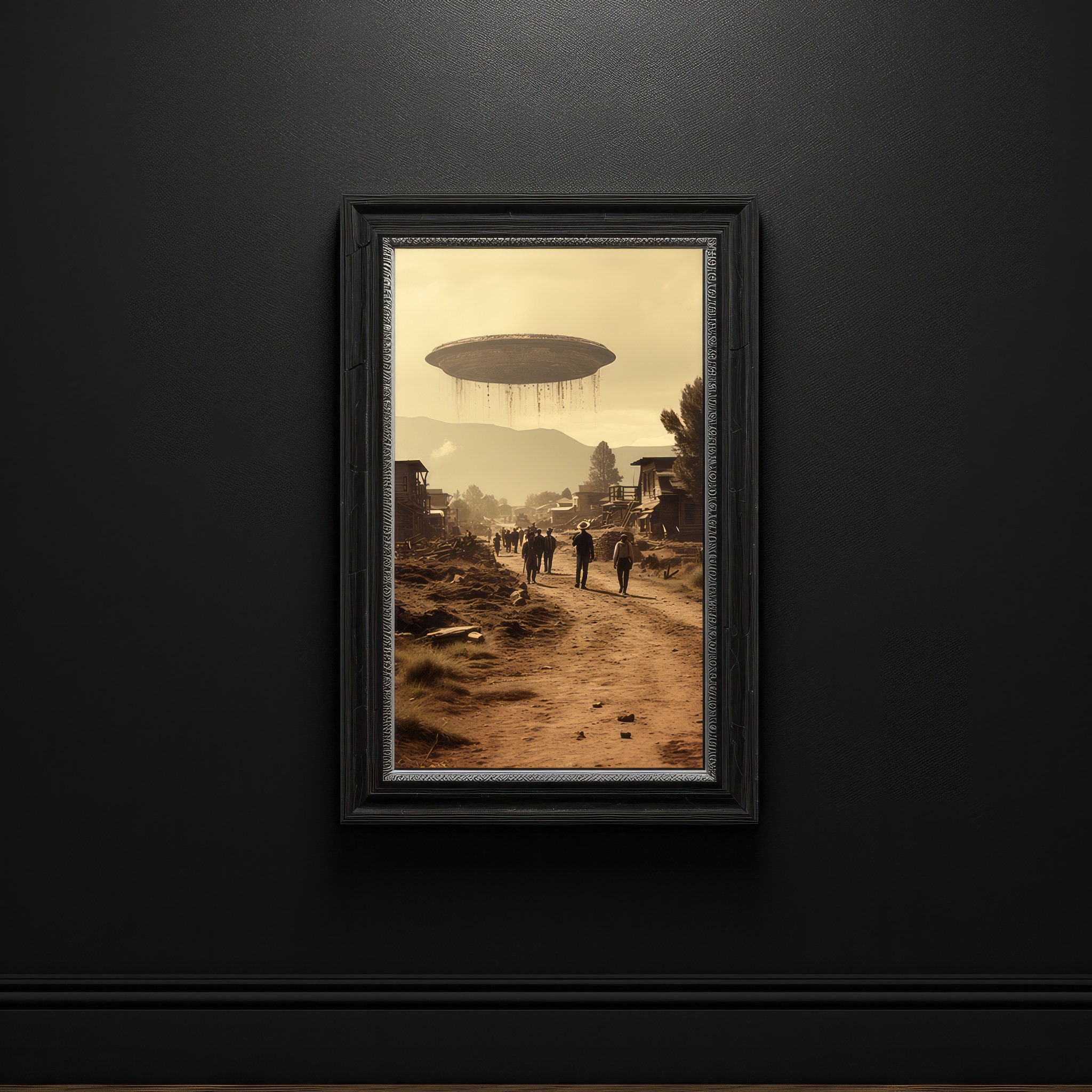 Vintage Alien Art, Dark Academia Cowboy, Wild West, Vintage, Dark Art ...