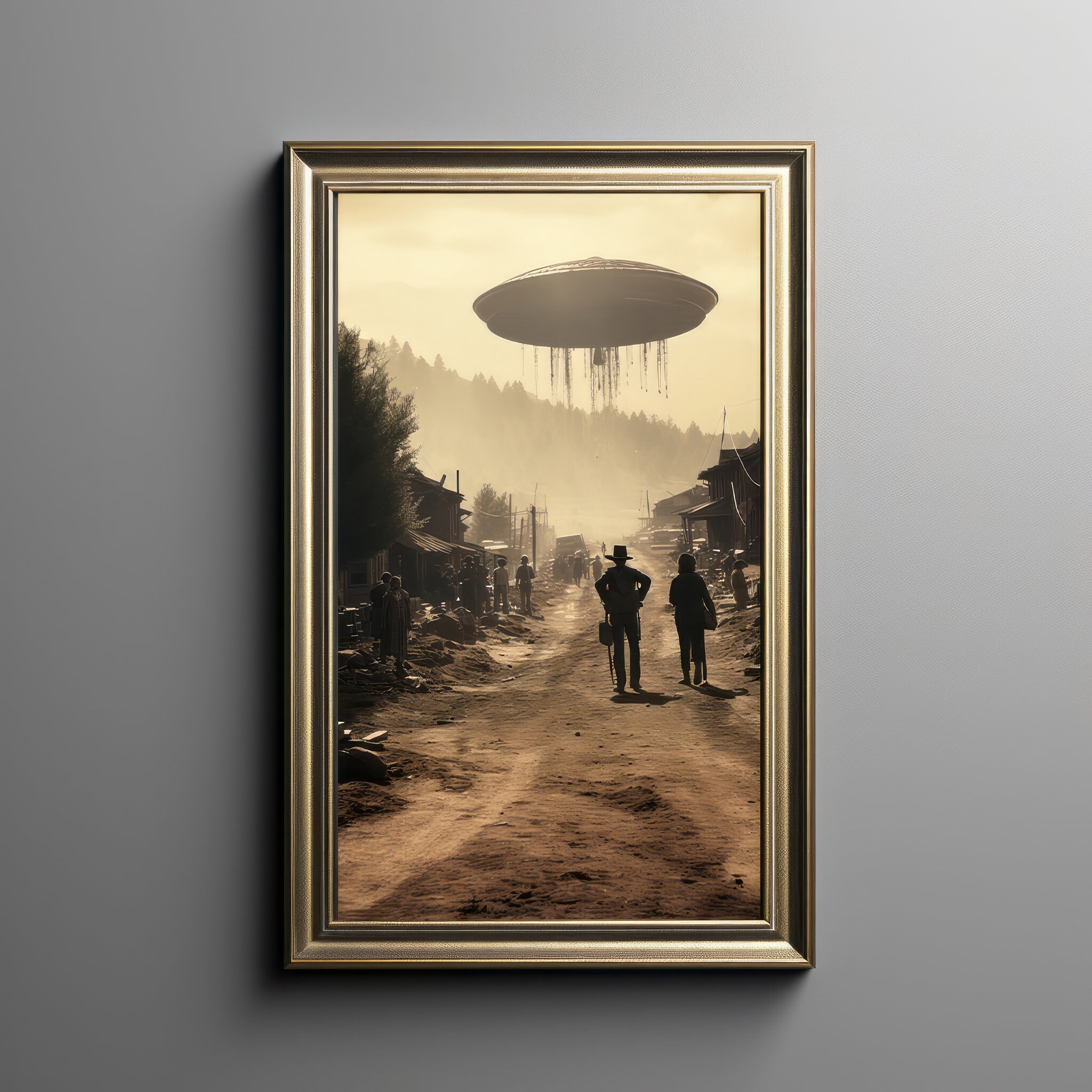 PRINTABLE Vintage Alien Dark Academia Cowboy Wild West Vintage Dark Art ...