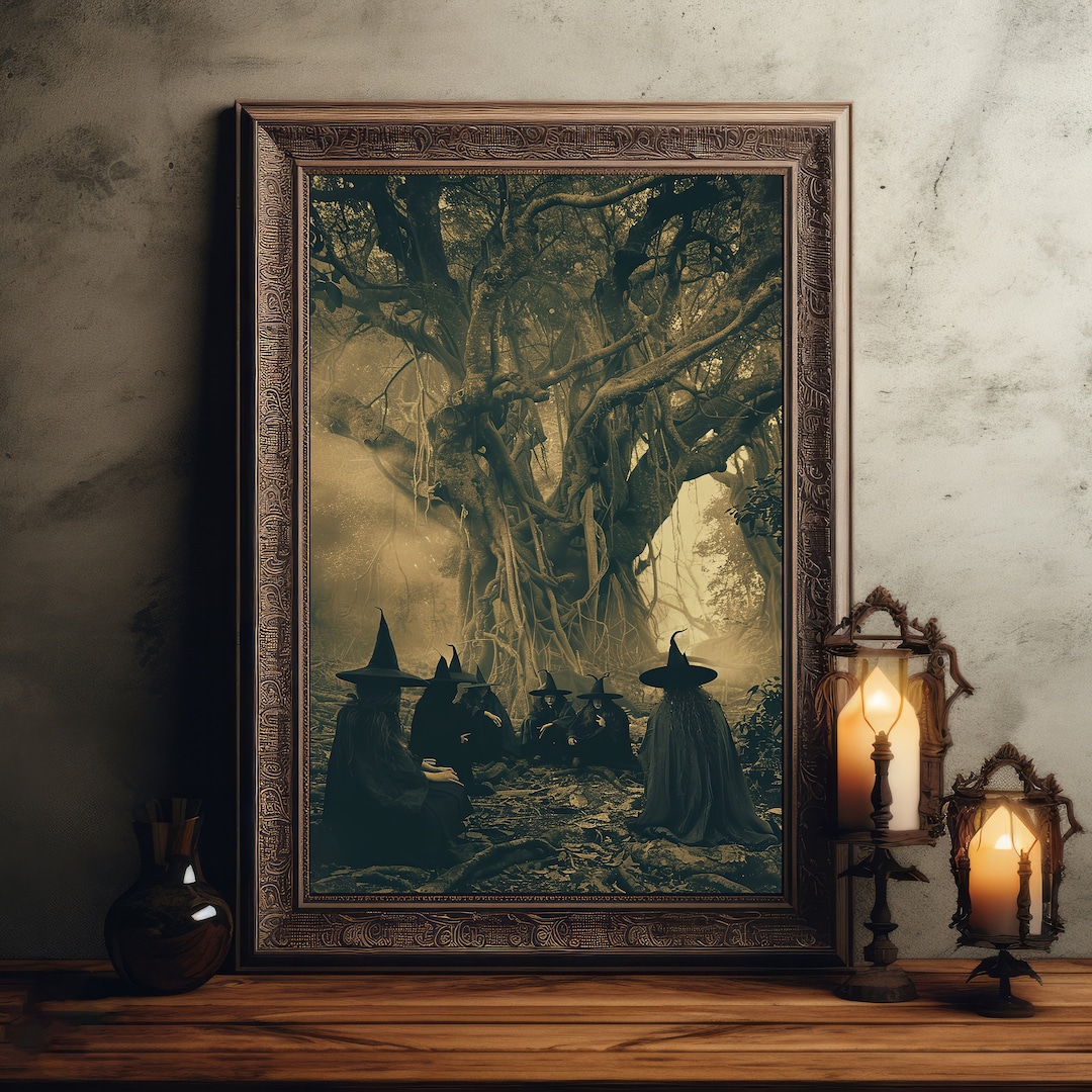 Witches in the Enchanted Forest, Vintage Gothic Wall Art Print ...