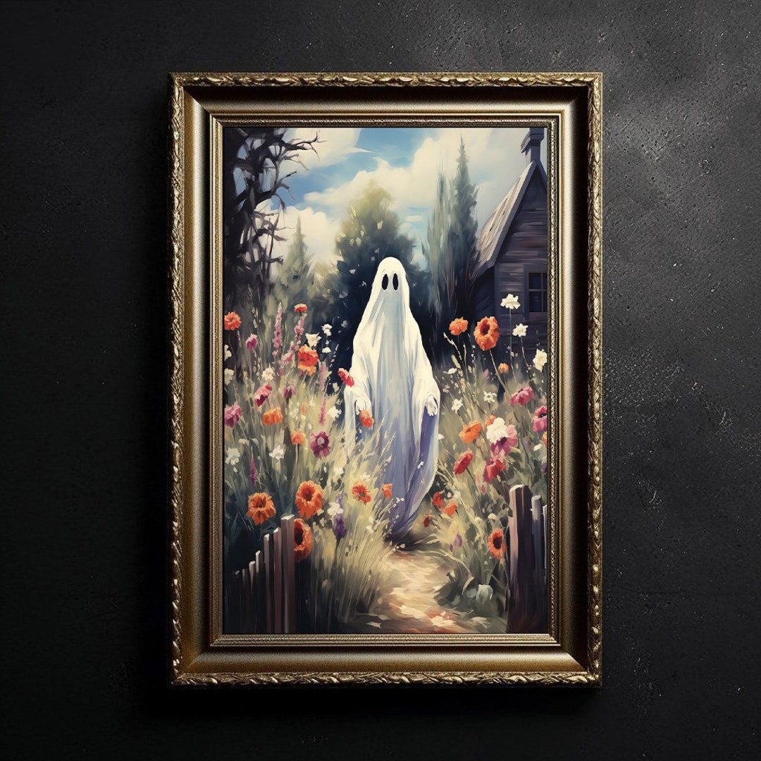 Ghost in Wildflowers, Botanical Ghost Decor, Vintage Poster, Art Poster ...