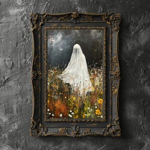 Botanical Ghost Painted Ghost Wall Art Vintage Oil Painting Gothic Dark ...