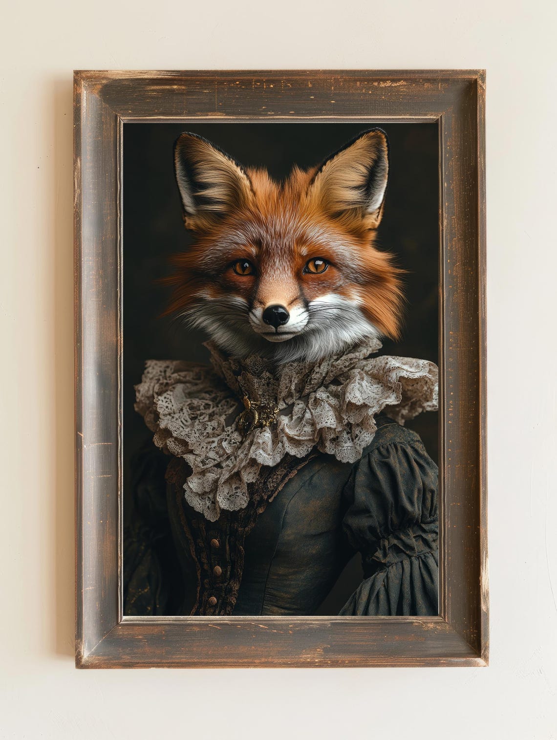 Vintage Photography Dark Academia Victorian Fox Animal Art, Gothic Fox ...