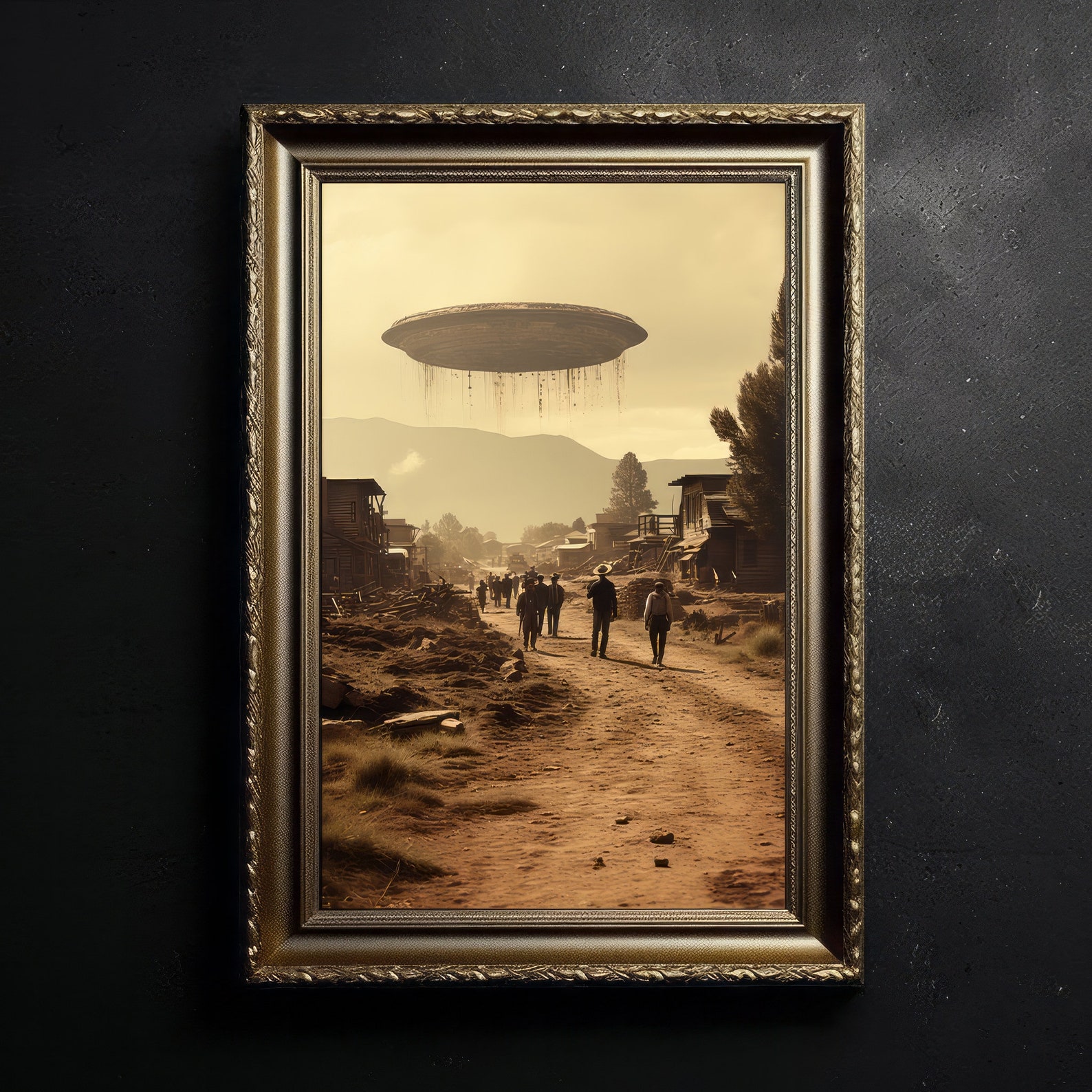 Vintage Alien Art, Dark Academia Cowboy, Wild West, Vintage, Dark Art ...