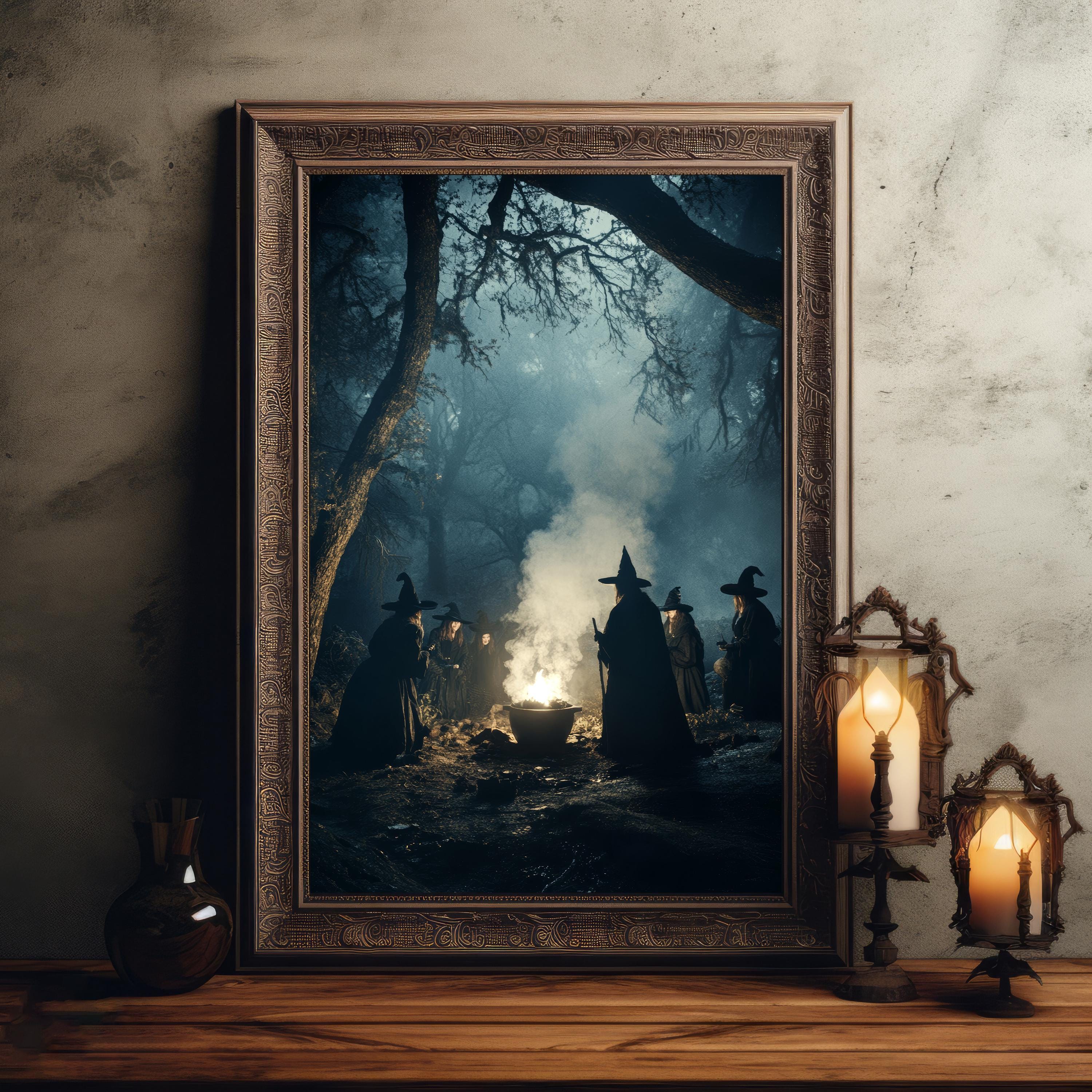 Vintage Mythical Witch Halloween Poster Print Wiccan Wall Art Gothic ...