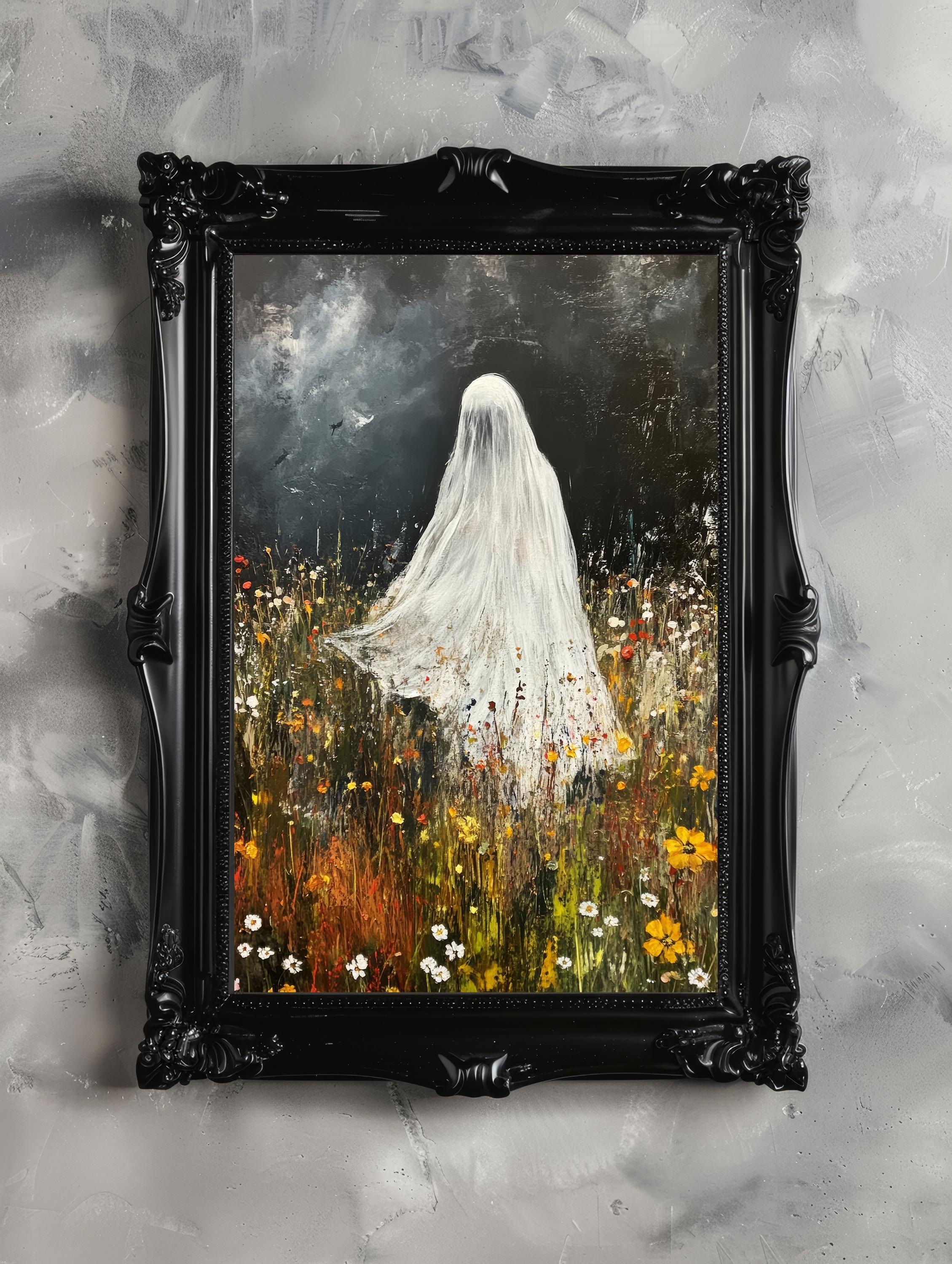 Botanical Ghost Painted Ghost Wall Art Vintage Oil Painting Gothic Dark ...