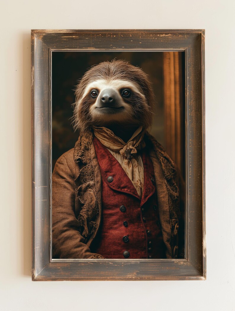 Vintage Photography Sloth Victorian Dark Academia Animal Art, Gothic ...