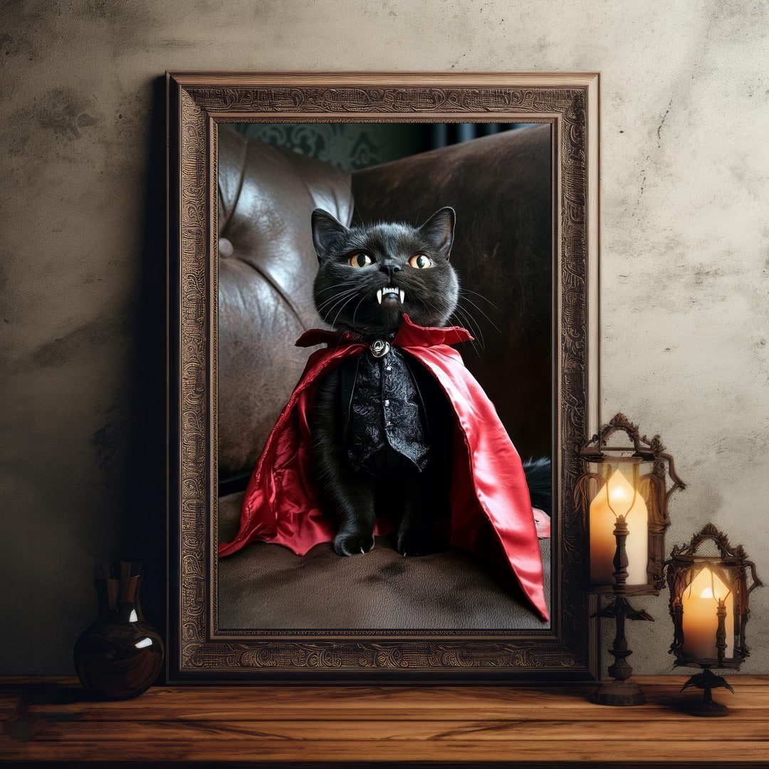 PRINTABLE Vampire Kitty Art Dark Academia Cat Decor Gothic Decor ...