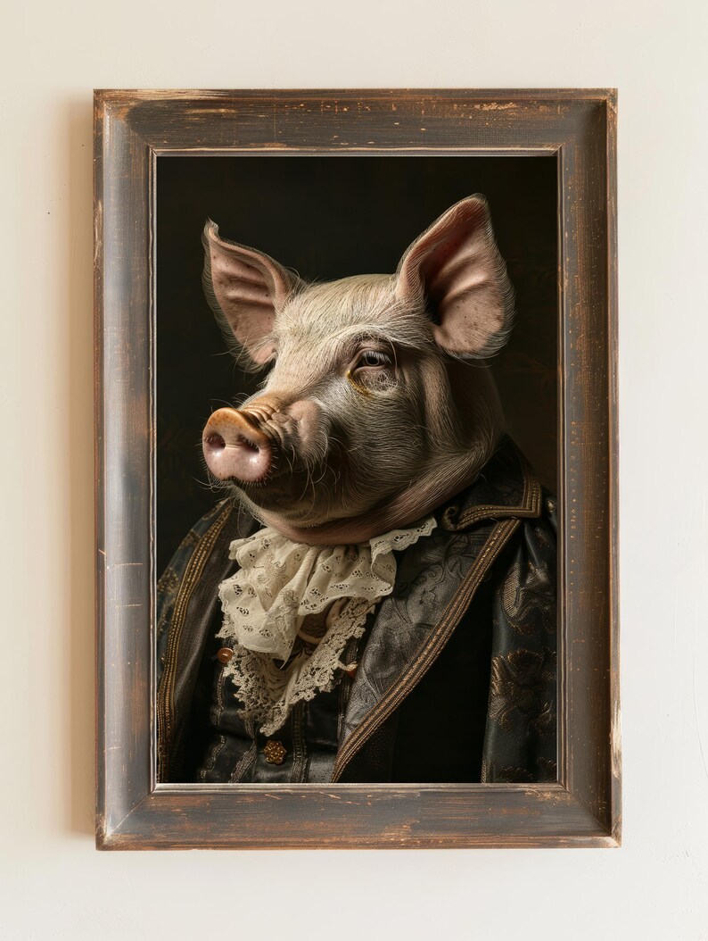 Victorian Pig Wall Art, Dark Academia, Vintage Photography, Animal Art ...