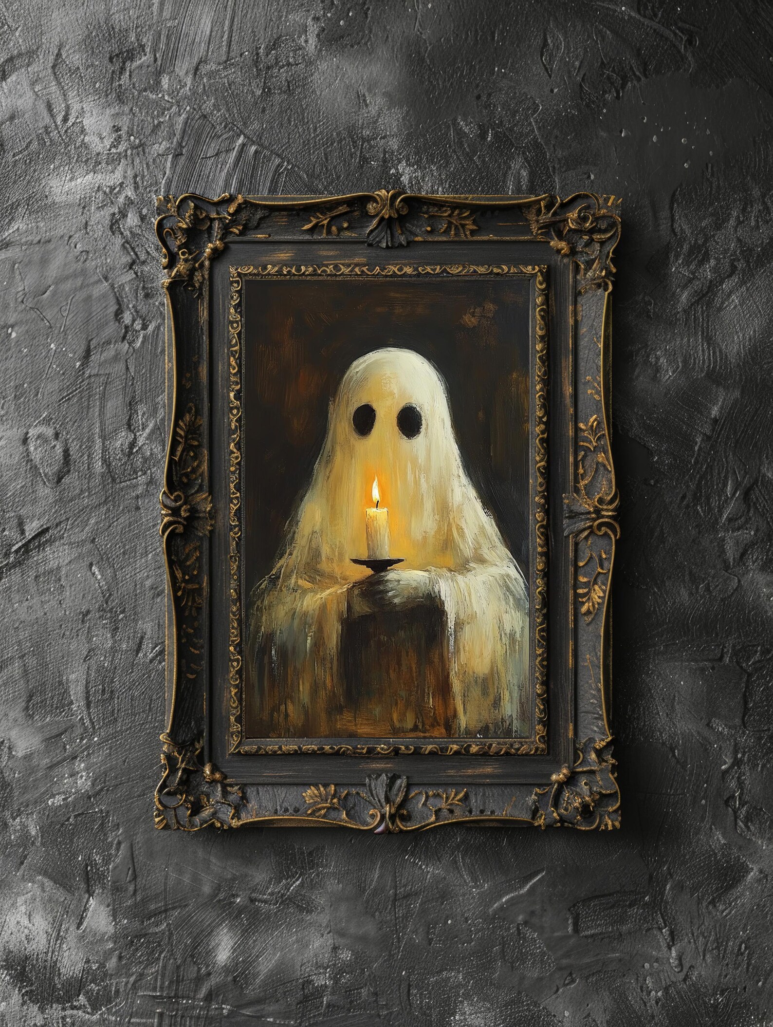 Halloween Ghost Painted Ghost Wall Art Vintage Oil Painting Gothic Dark ...