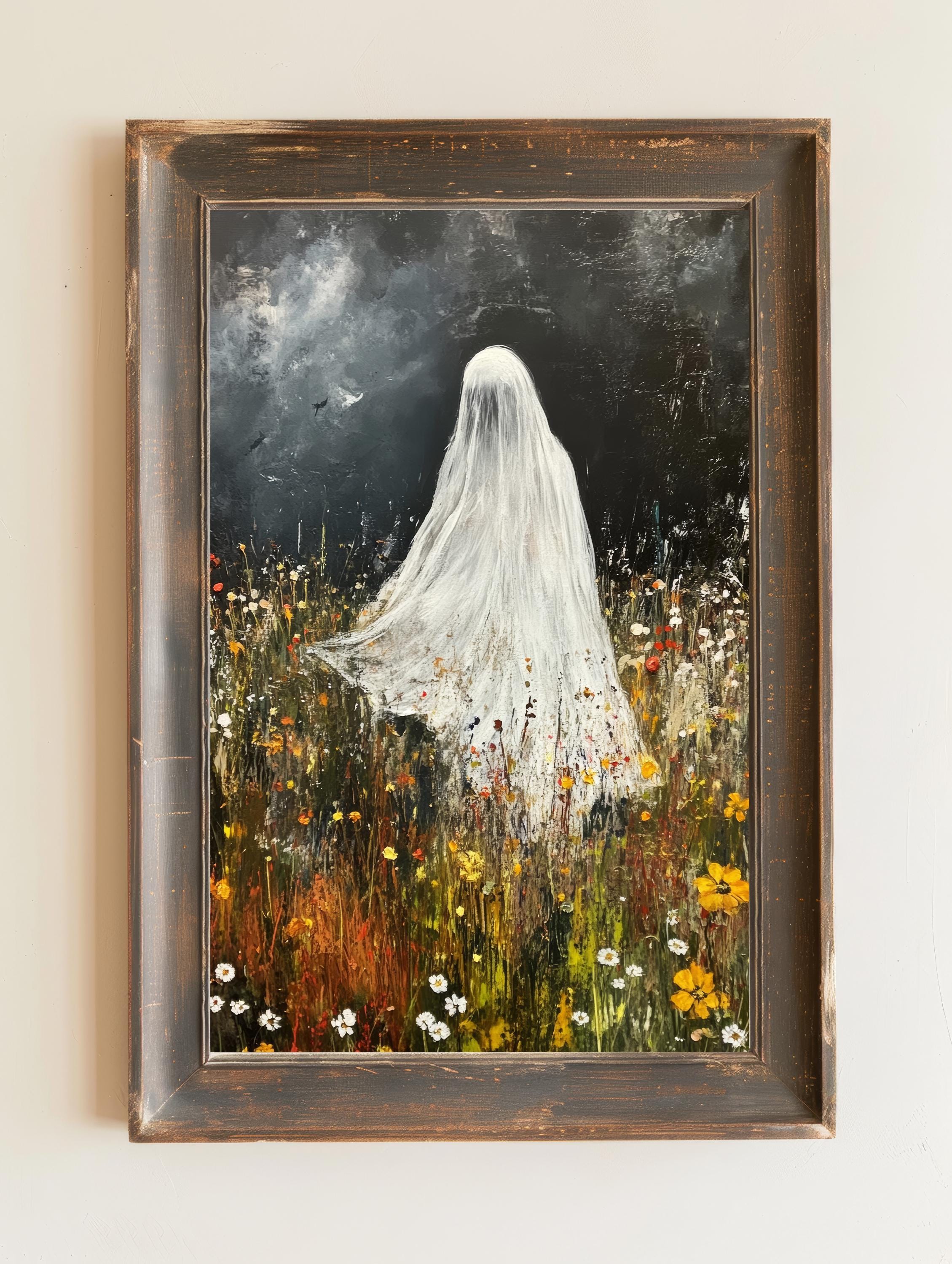 Botanical Ghost Painted Ghost Wall Art Vintage Oil Painting Gothic Dark ...
