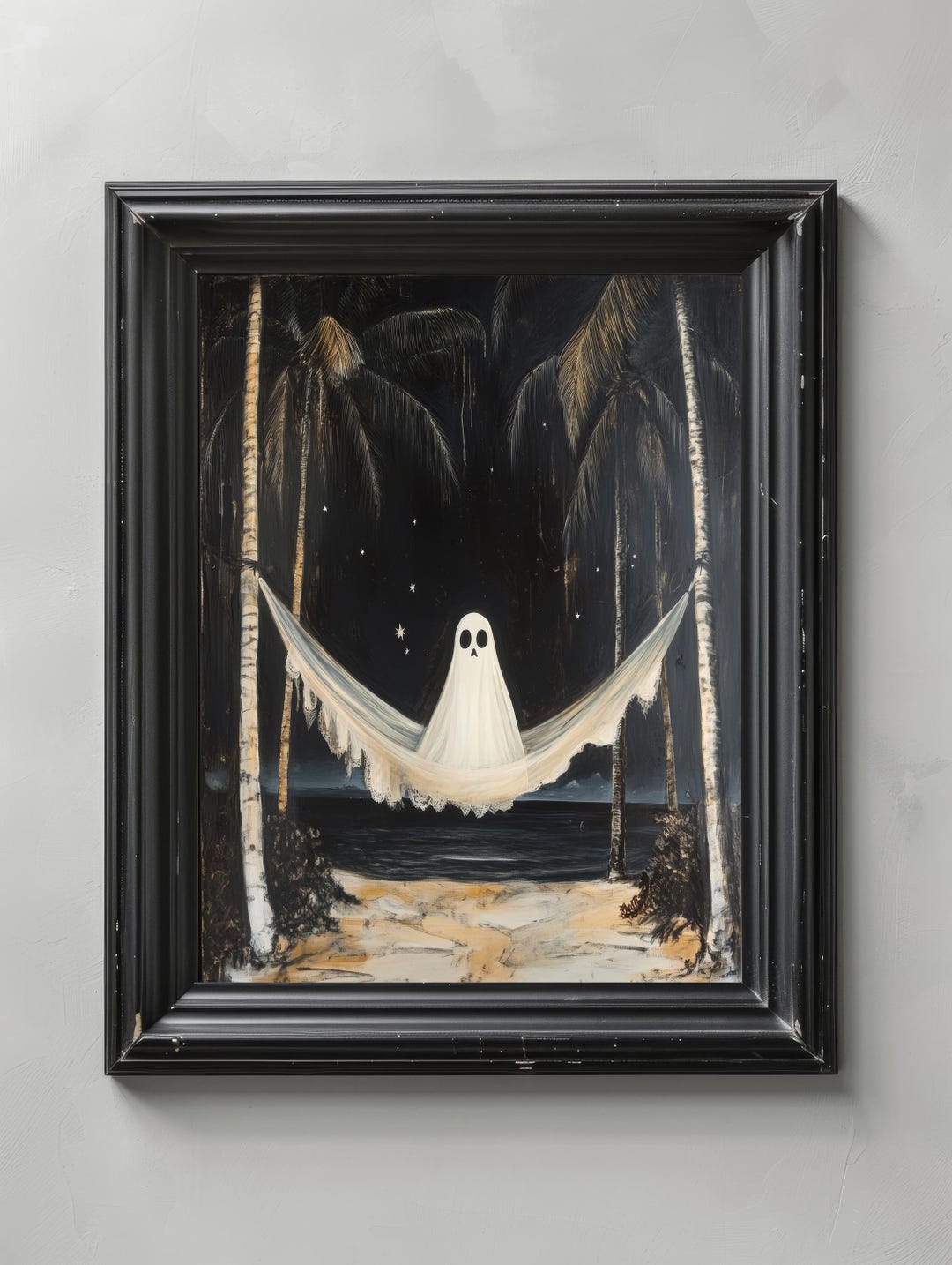 PRINTABLE Beach House Art Ghost Painted Ghost Wall Art Vintage Oil Painting Gothic Dark Academia ...