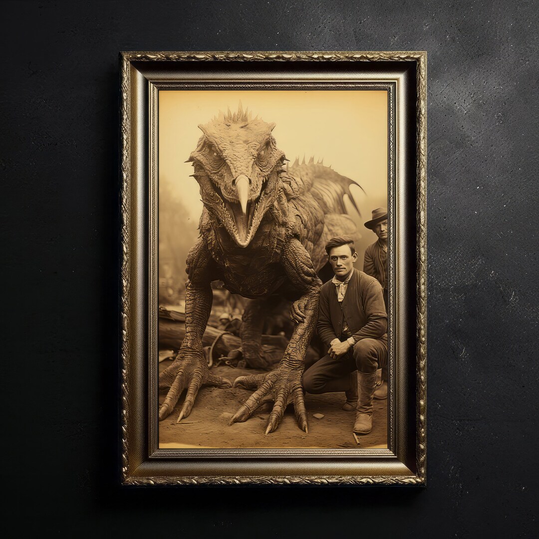 Dragon Cowboy, Vintage Photography, Art Poster Print, Dark Academia ...