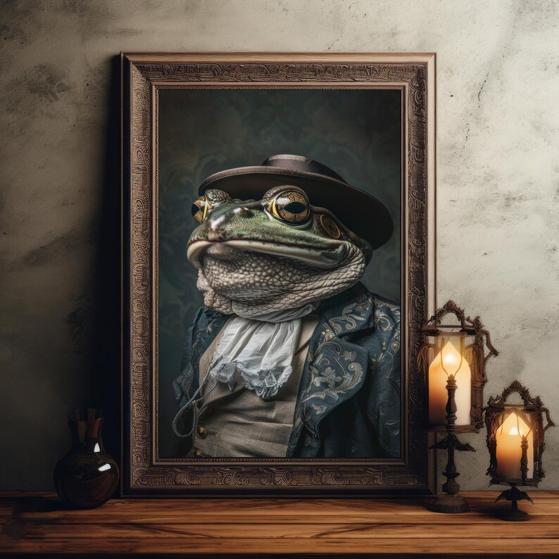 Toad Art, Vintage Animal Portrait, Victorian Style Animal Wall Art ...