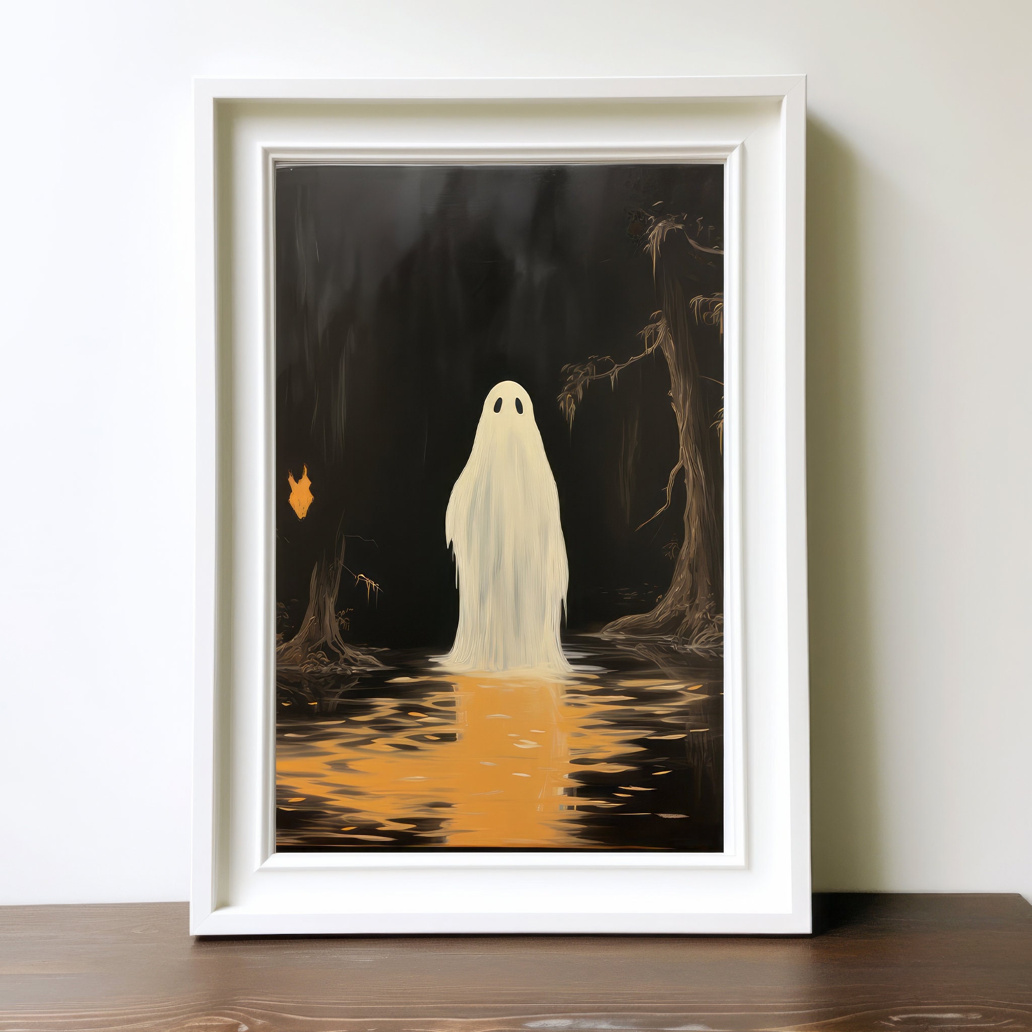 Ghost in the Swamp Ghost Painting Sheeted Ghost Art Print - Etsy