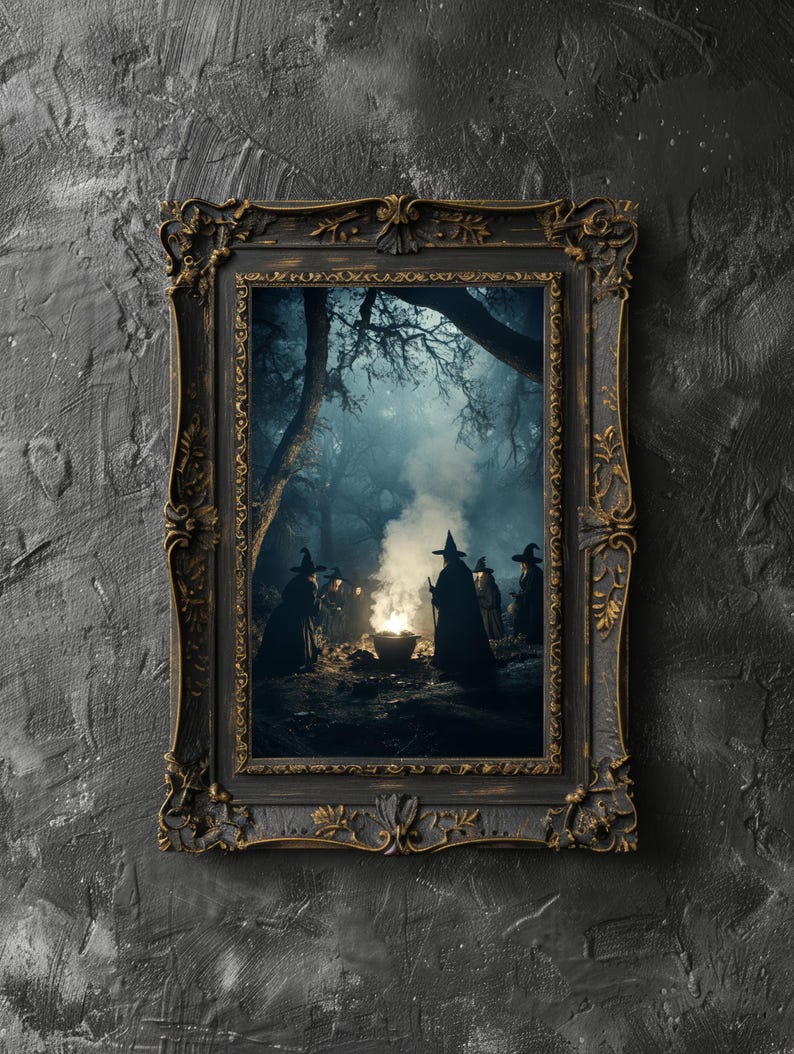 Vintage Mythical Witch Halloween Poster Print Wiccan Wall Art Gothic ...