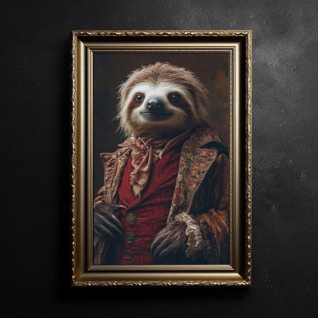 Dark Academia Sloth Victorian Vintage Photography Animal Art, Gothic ...