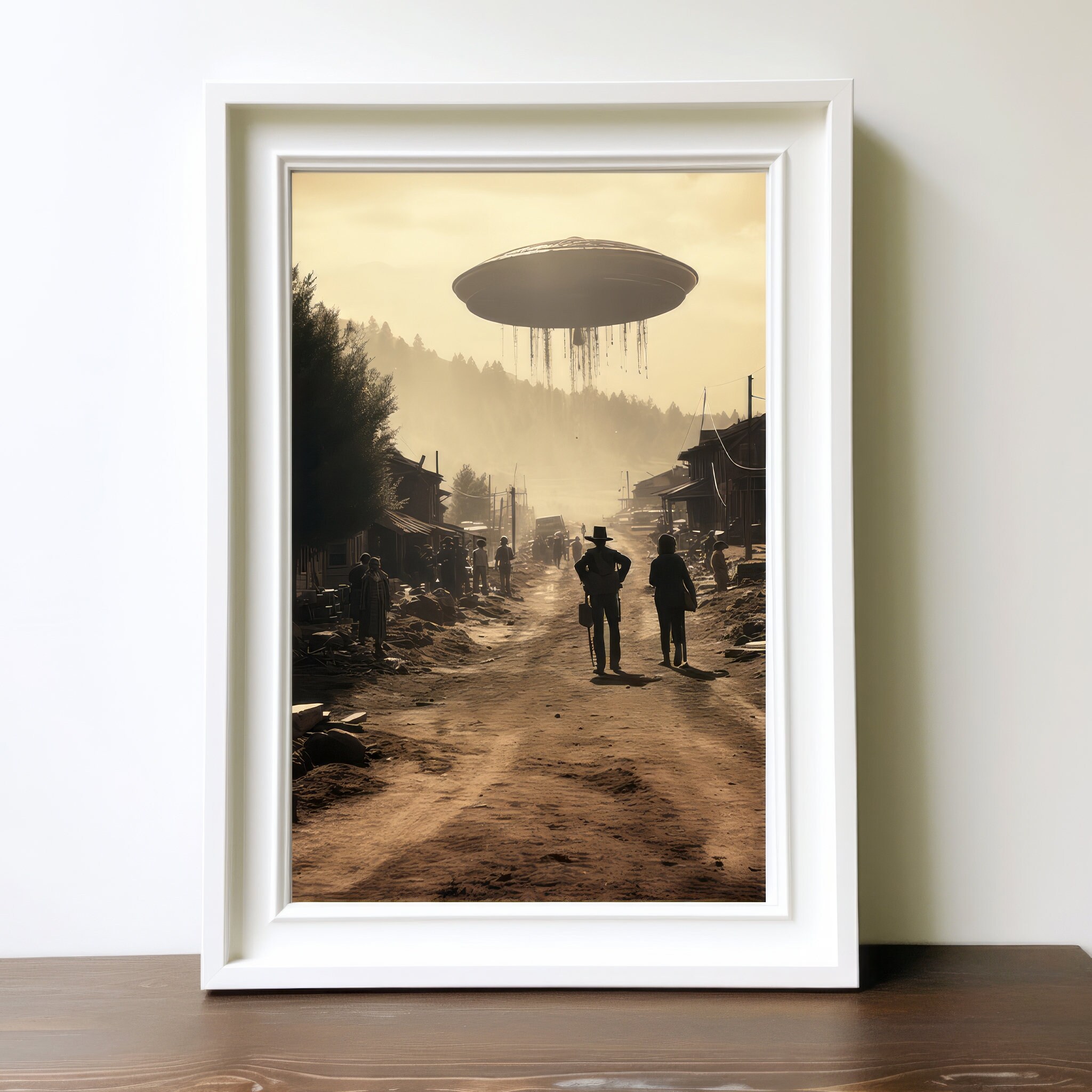 PRINTABLE Vintage Alien Dark Academia Cowboy Wild West Vintage Dark Art ...
