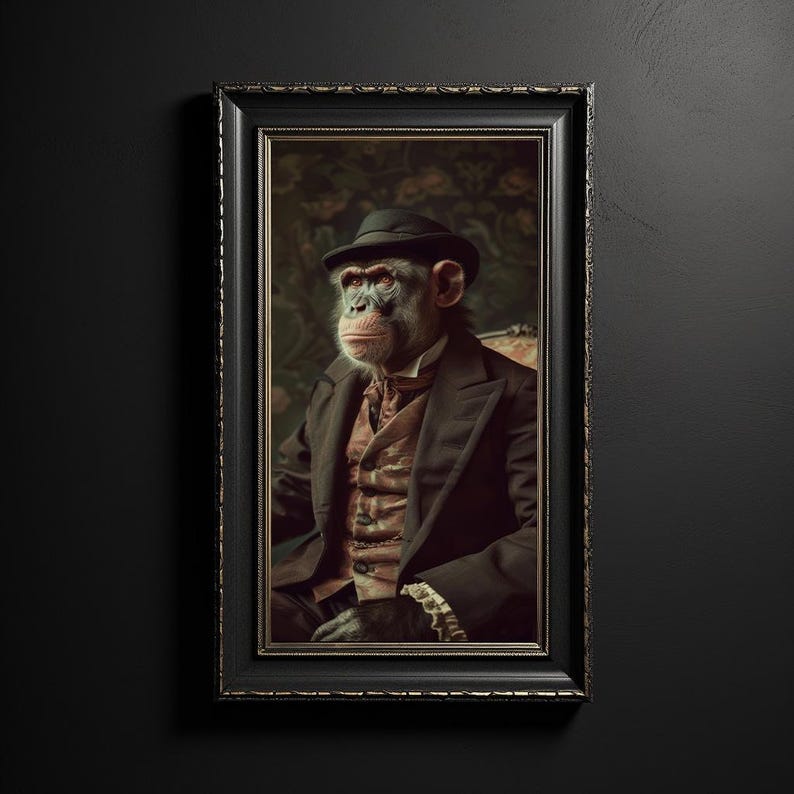 Victorian Monkey Wall Art, Dark Academia, Vintage Photography, Animal ...