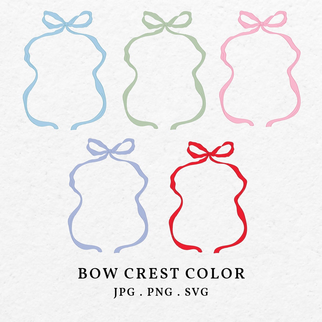 Bow Crest Color Illustration Bundle SVG PNG - Hand Drawn Bows Clip Art ...