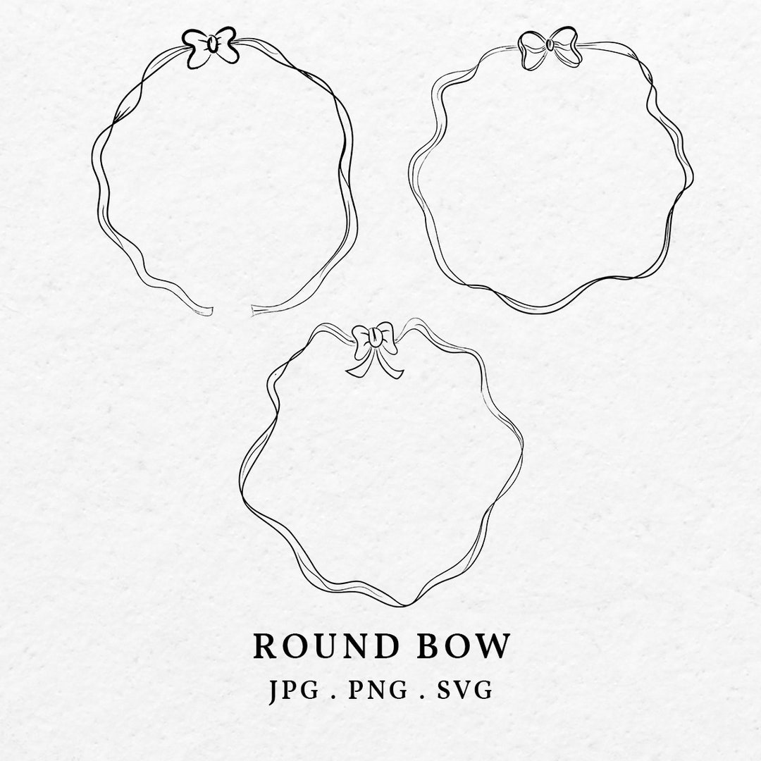 Round Bow Border Frame SVG PNG Illustration Bundle - Hand Drawn Bows ...