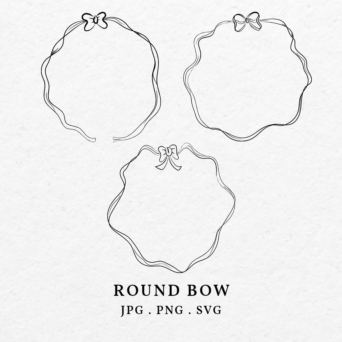 Round Bow Border Frame SVG PNG Illustration Bundle Hand Drawn Bows Clip ...