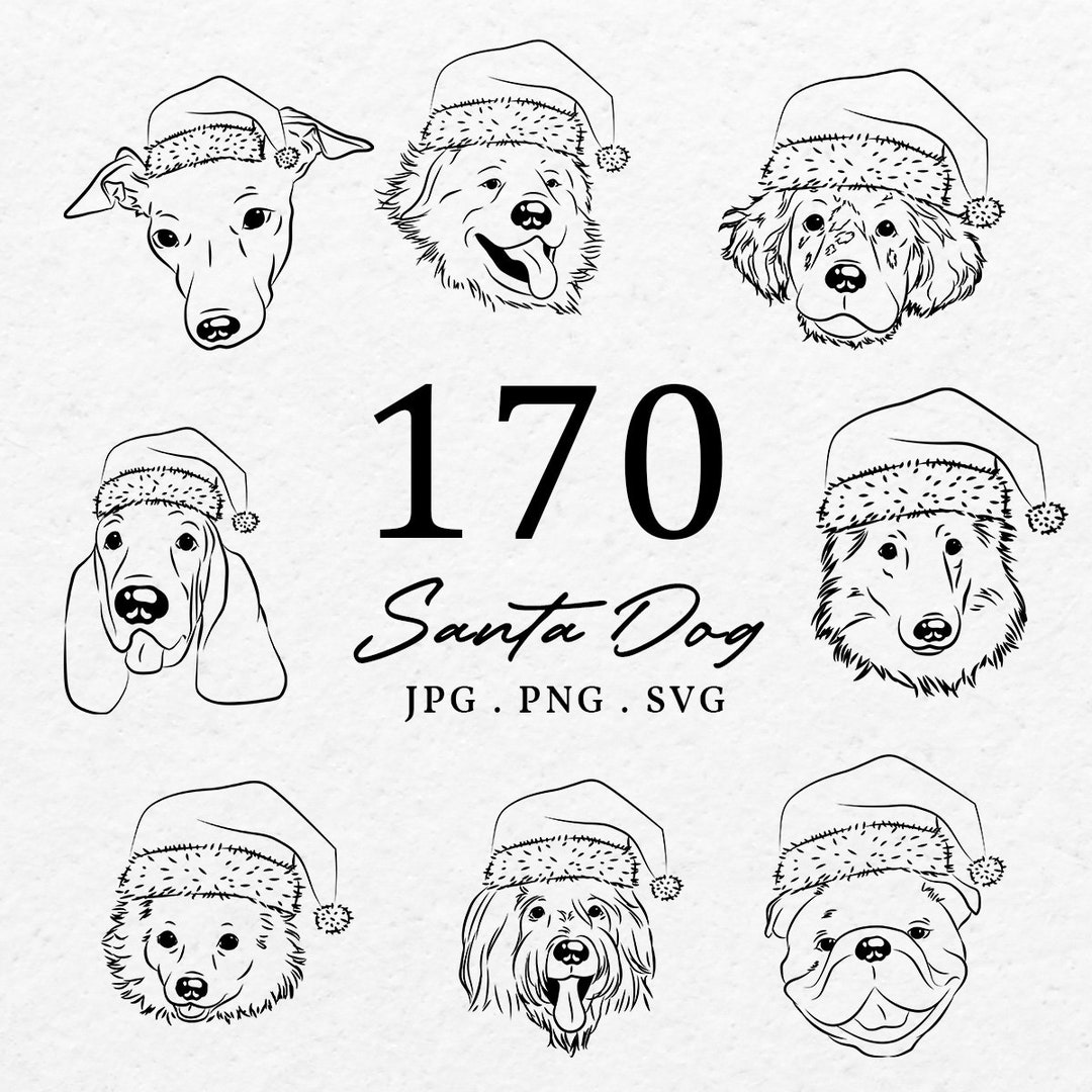 Santa Dog Breed Clip Art – Hand Drawn Christmas Illustrations (SVG, PNG ...
