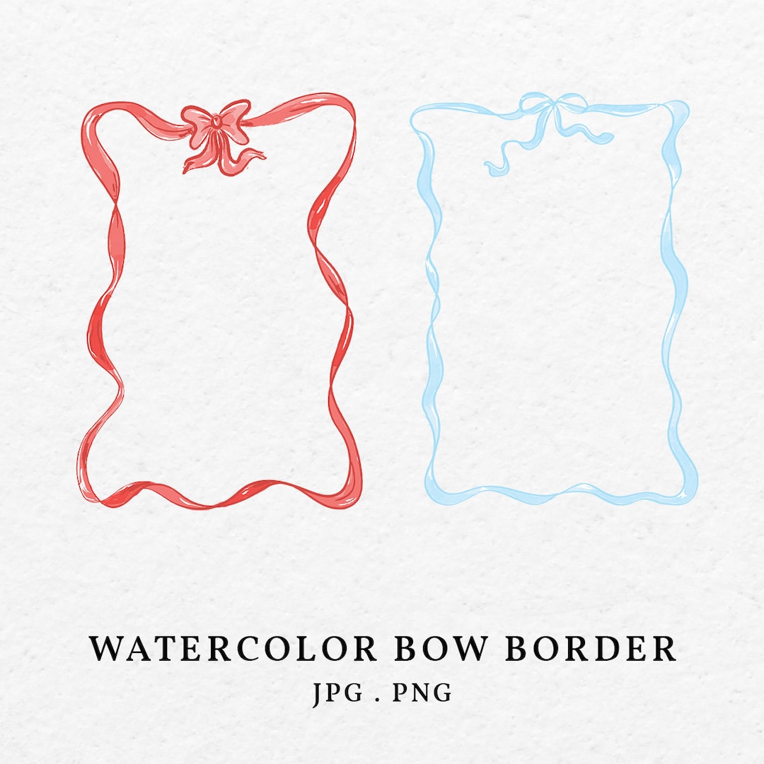 Watercolor Bow Border Frame Illustration PNG - Painting Bows Frame for ...