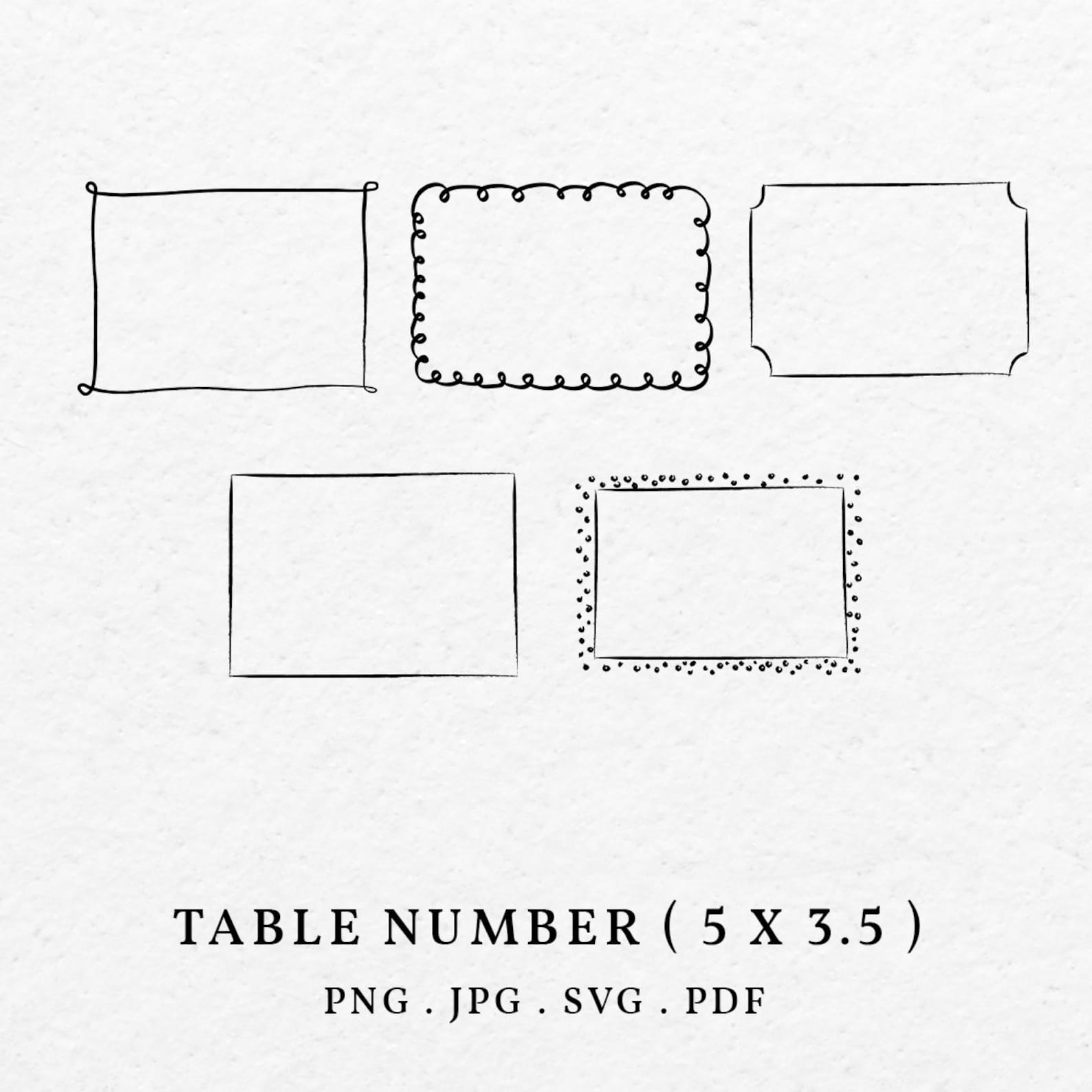 Hand Drawn Table Name Scribble Border Illustration PNG SVG Bundle 5 X 3 ...