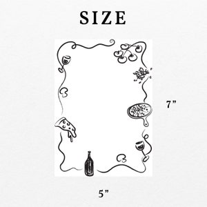 Hand Drawn Pizza and Wine Border Frame Illustration Clip Art PNG SVG ...