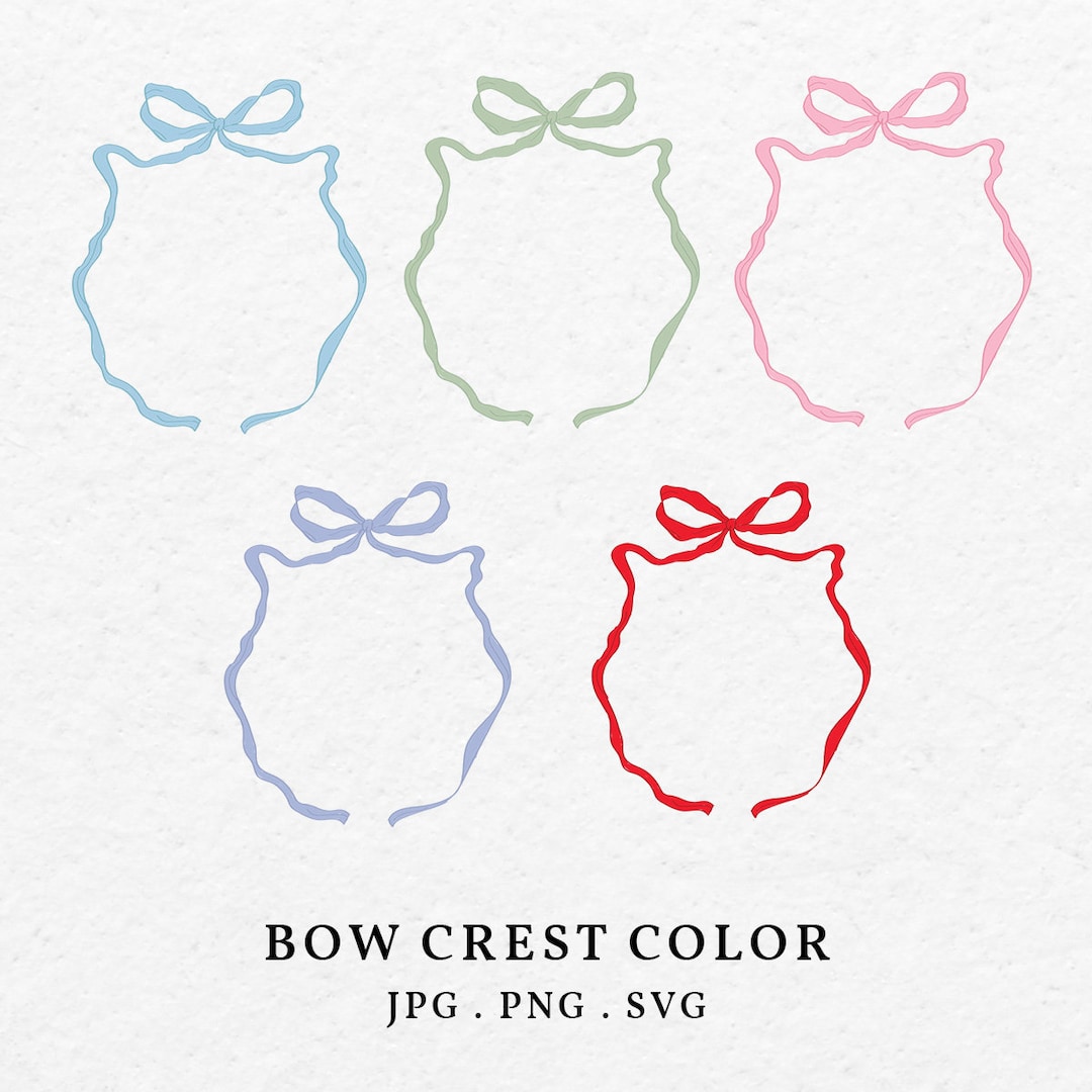 Hand Drawn Bow Crest Color Illustration Bundle SVG PNG - Whimsical Bows ...
