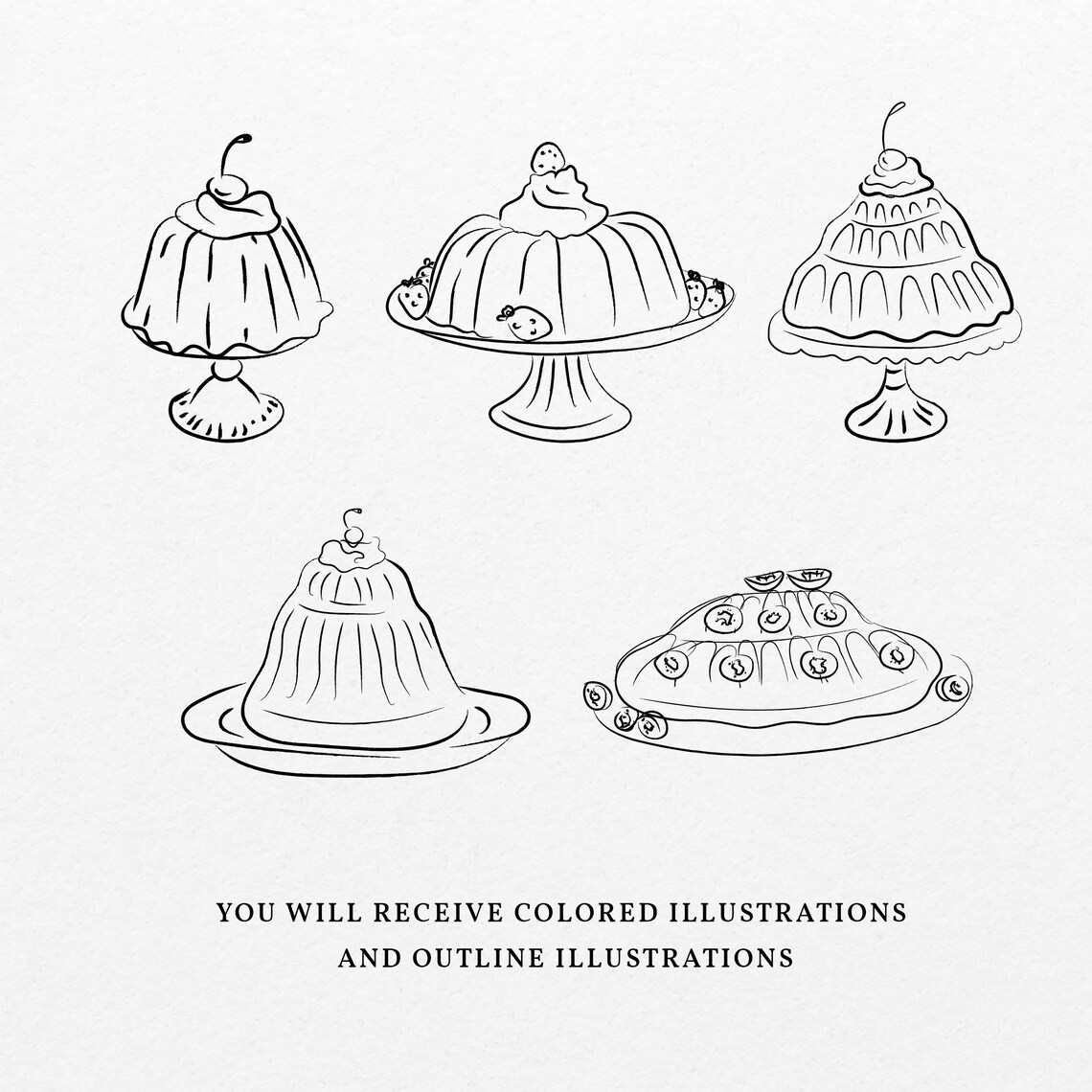Hand-drawn Jelly Cake Clipart – Whimsical Wedding Illustrations (SVG ...