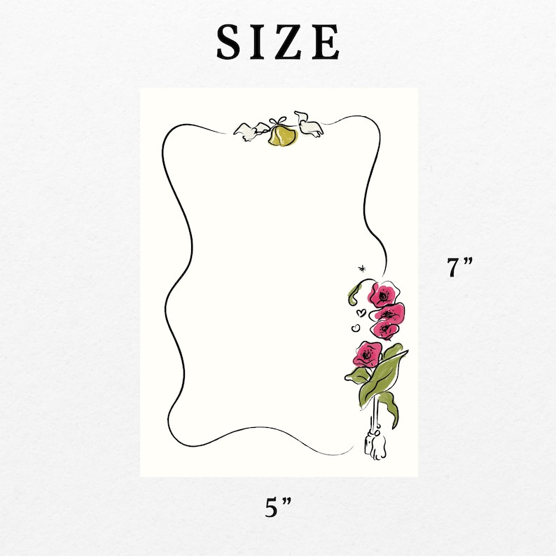 Hand Drawn Whimsical Border With Flowers and Birds Illustration Clip ...