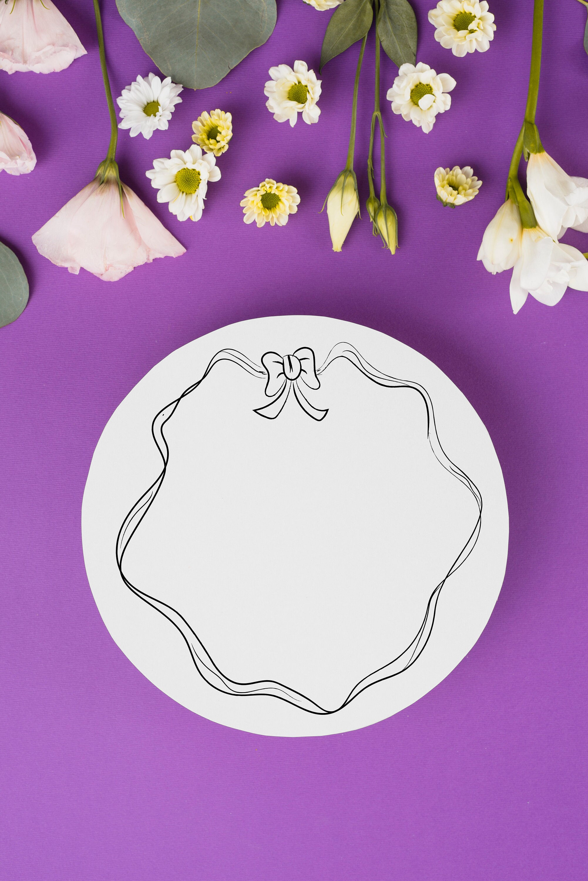 Round Bow Border Frame SVG PNG Illustration Bundle Hand Drawn Bows Clip ...