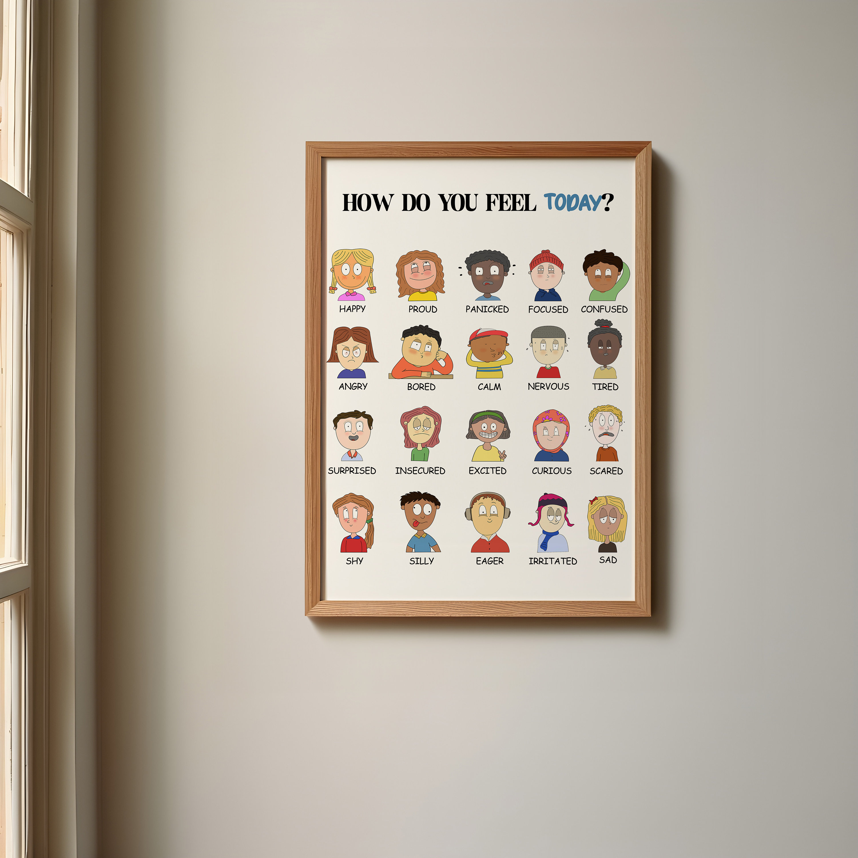 How Do You Feel Today Feelings Chart Poster for Kids and Toddlers ...