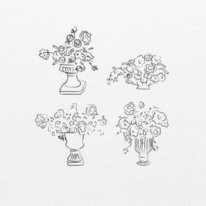 Urn Flower Bundle Illustration SVG PNG - Hand Drawn Whimsical Urns ...