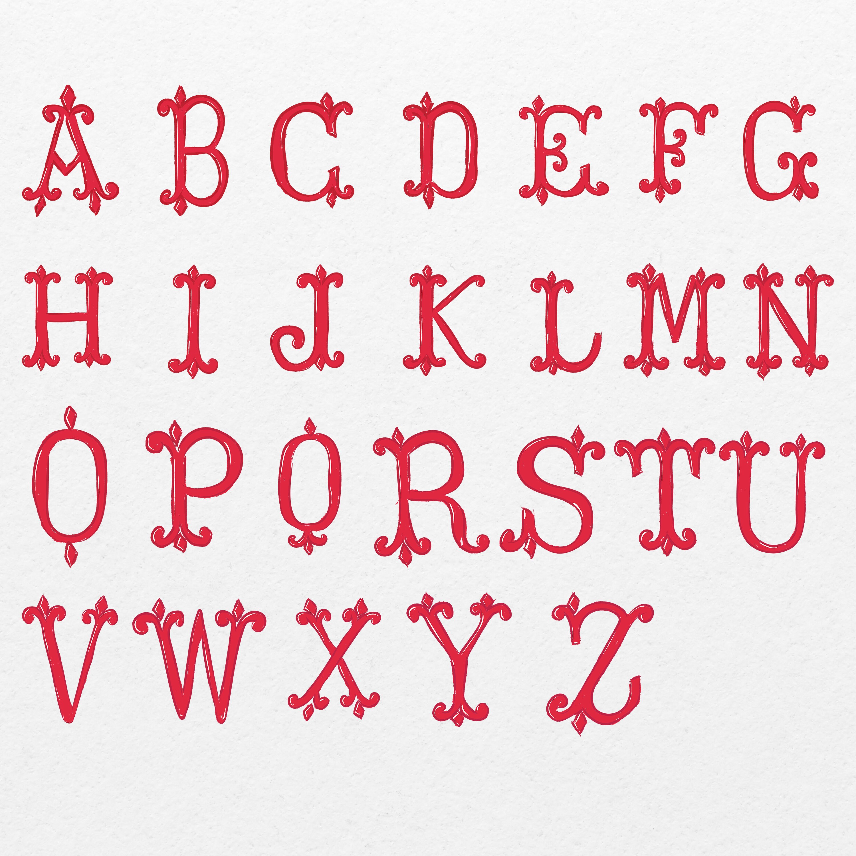 Wedding Monogram SVG PNG Bundle Hand Drawn Alphabet Vintage Red ...