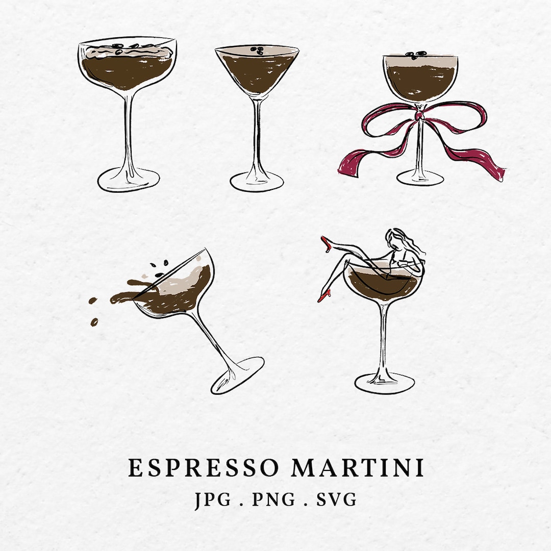 Hand Drawn Espresso Martini Color Illustration Clip Art SVG PNG ...