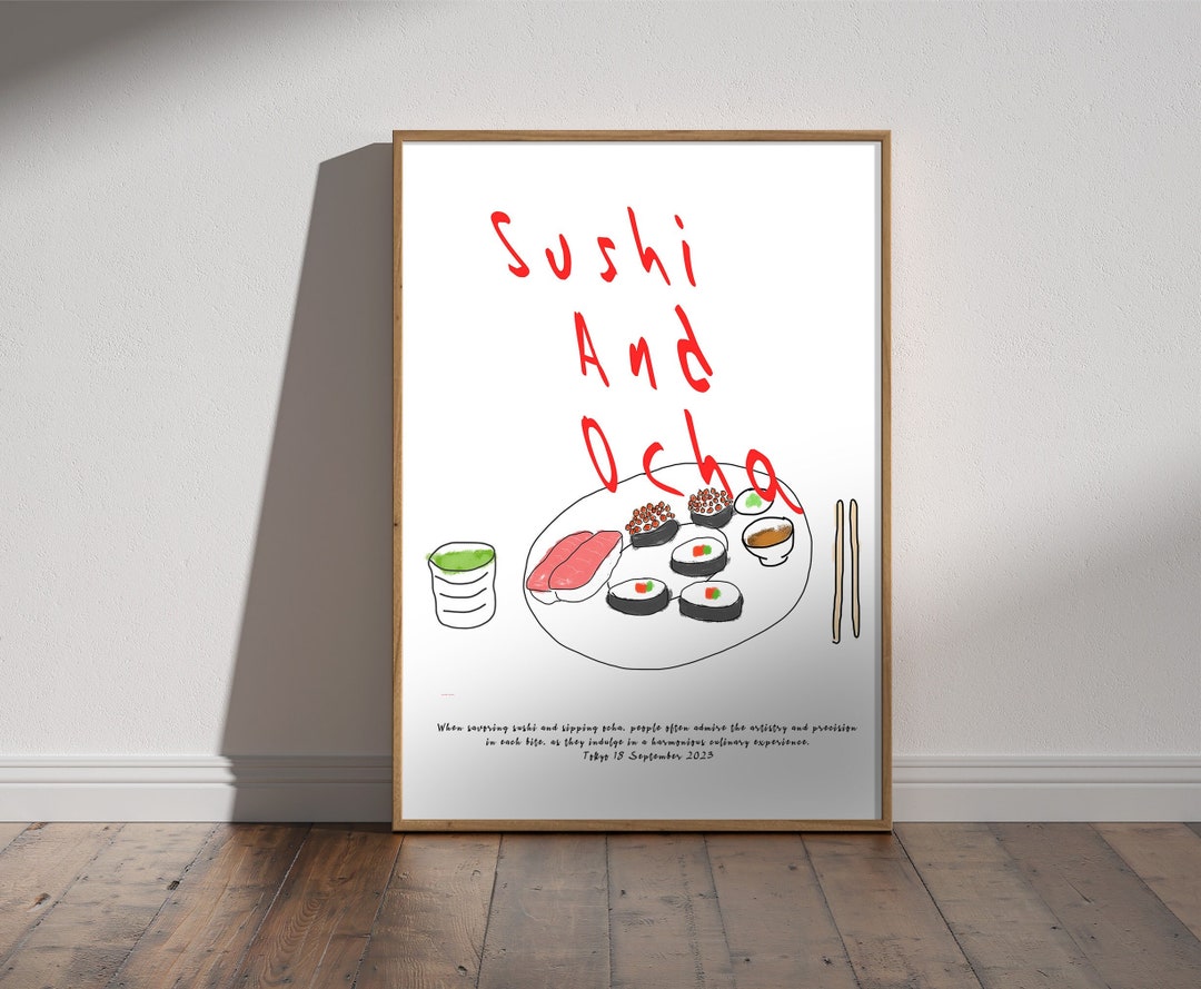 Sushi & Ocha - Sushi Wall Art, Ocha Tea Print, Japanese Food Poster ...