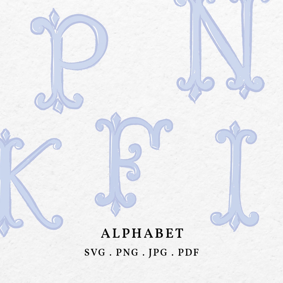 Wedding Monogram Alphabet – Hand-drawn Baby Blue Letters (SVG, PNG) - Etsy