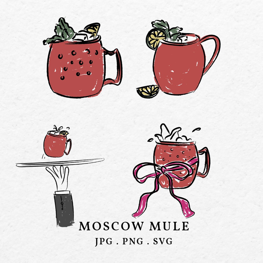 Hand Drawn Moscow Mule Color Illustration Clip Art SVG PNG - Whimsical ...